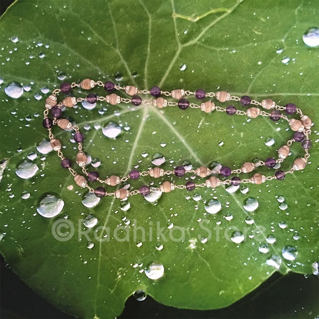 Tulsi With Amethyst and Silver Chain Necklace 16 or - Etsy