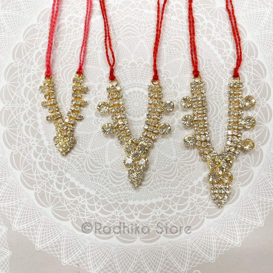 Vrindavan Tilak Flower- Diamond - Rhinestone Deity Necklace-choose Size ...