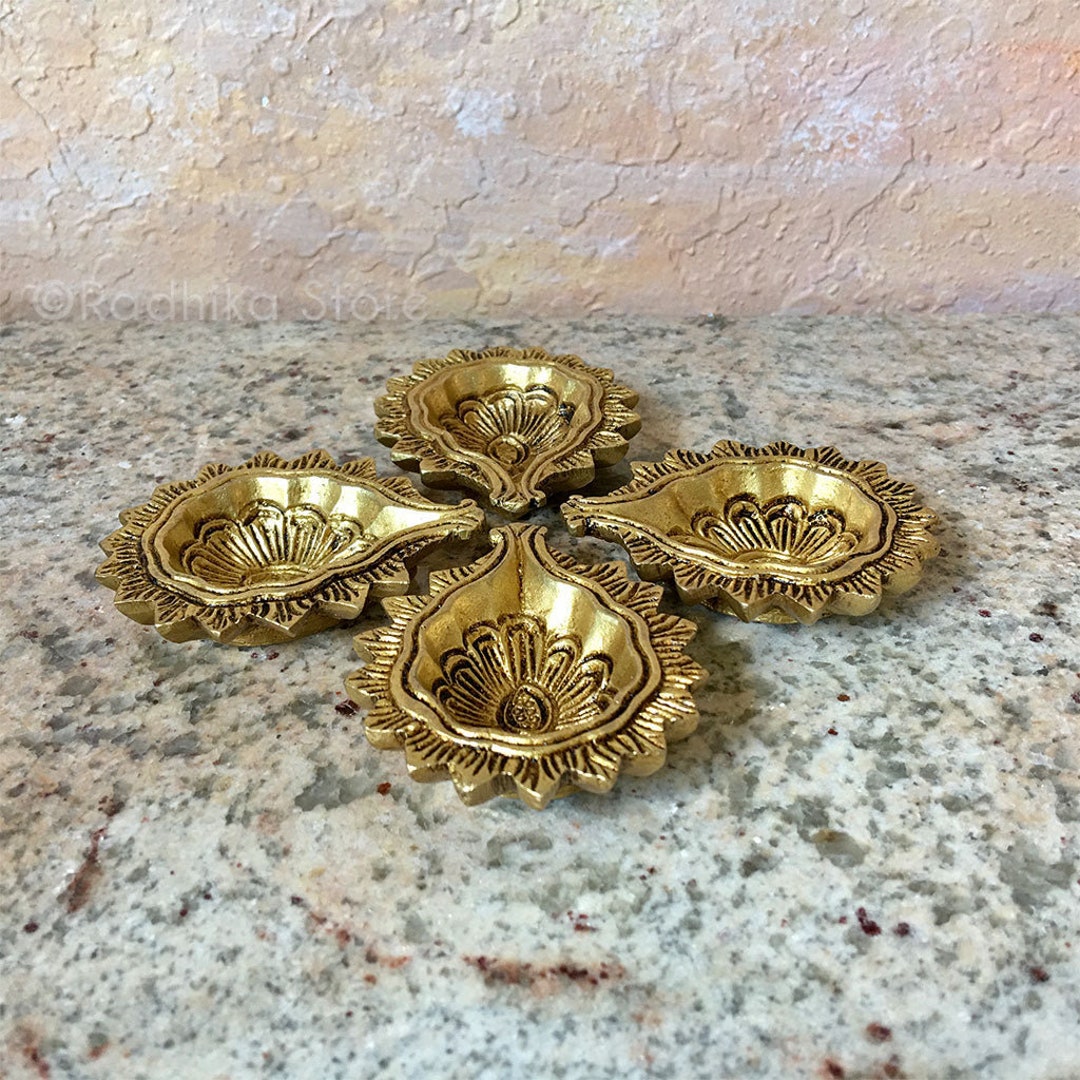 Festival Flower Petal Flower Brass Ghee Lamp Diya 3inches Long - Etsy