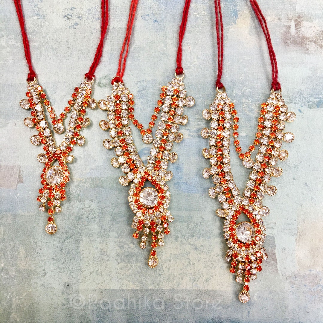 Krishna Prema - Orange - Multi Strand - Rhinestone Deity Necklace - Etsy