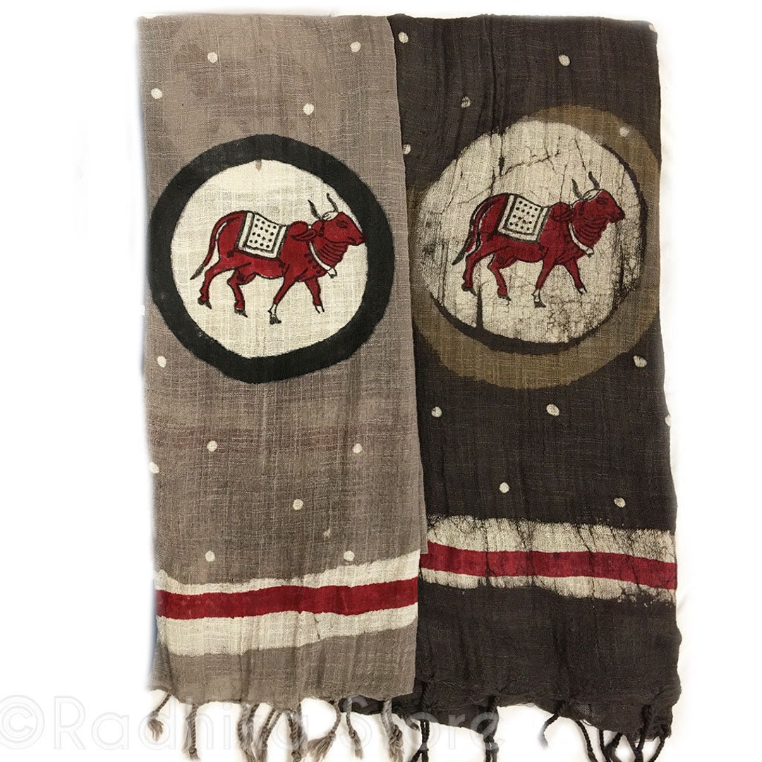 Tie Dye Chadar - Vrindavan Cows Logo - Vrindavan Dust or Brown Cow - Etsy