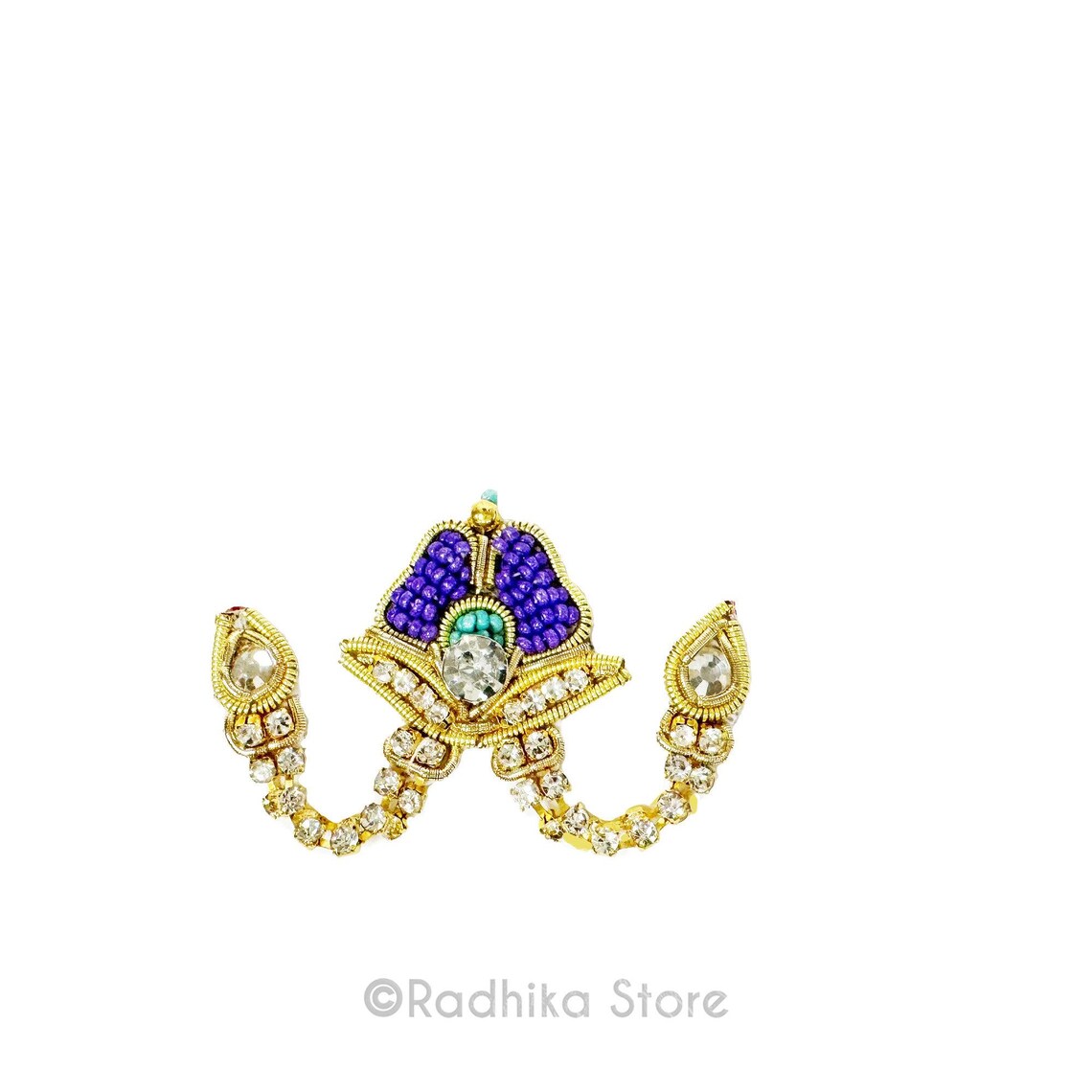 Purple Vrindavan Flower With - Teal - Deity Crown and Necklace Set - Etsy