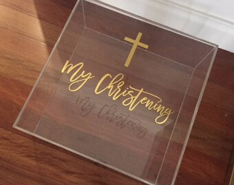 Acrylic Personalised Christening Box Greek Christening | Etsy