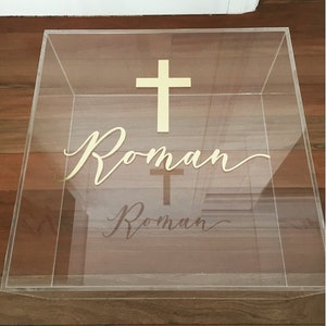 Acrylic Personalised Christening Box , Greek Christening , Keepsake Box ...