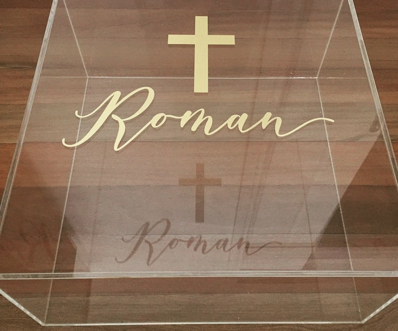 Acrylic Personalised Christening Box Greek Christening | Etsy