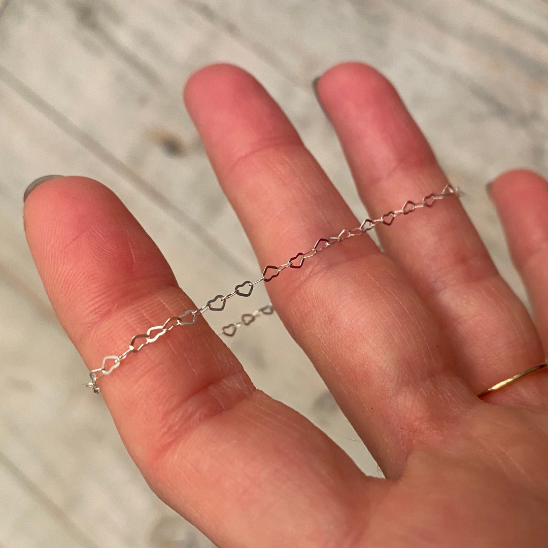 Sterling Silver Heart Chain Bracelet / Heart Bracelet / Valentines Day ...