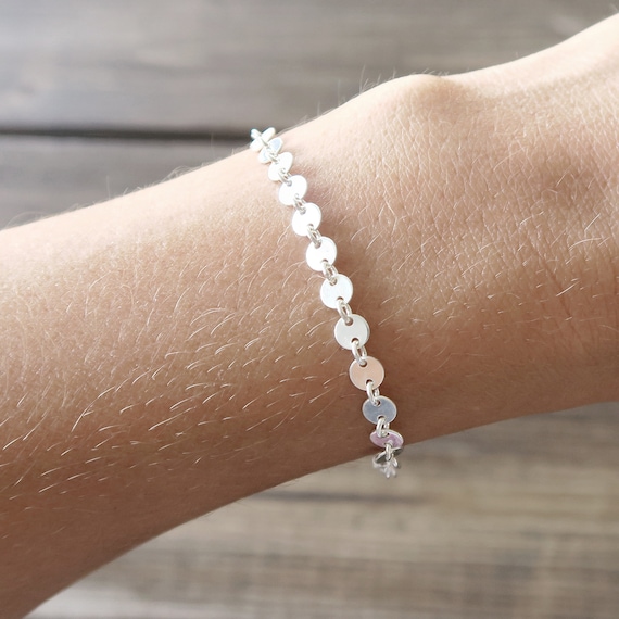 Silver Coin Bracelet / Sterling Silver Coin Bracelet / | Etsy