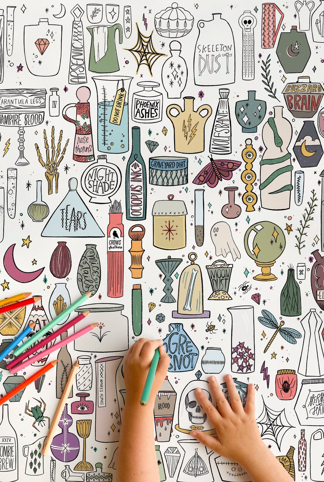 Potions Coloring Poster, Giant Coloring Poster, Coloring for Kids, Fun ...