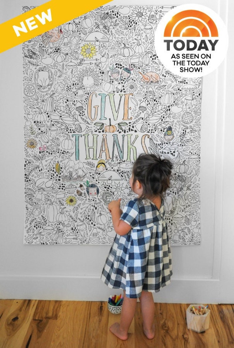 Giant Thanksgiving Coloring Poster, Color Thanksgiving Icons, Huge ...
