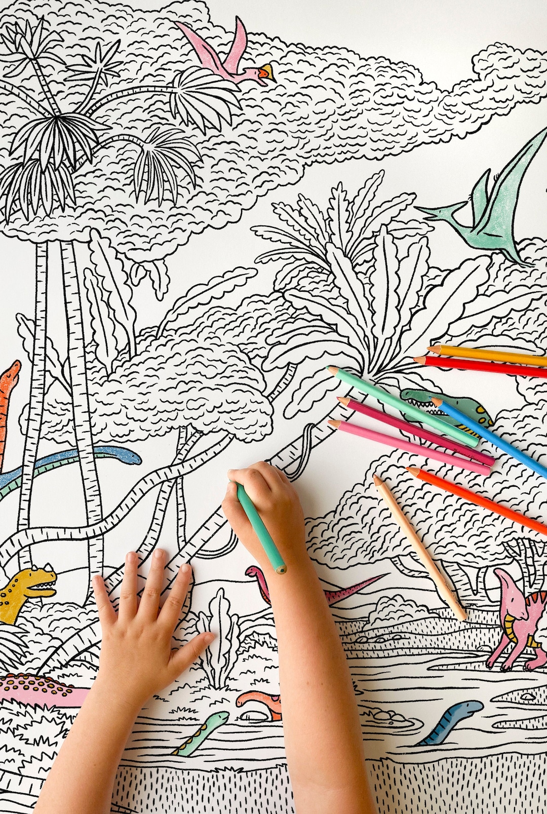 Coloring Poster, Giant Coloring Poster, Hidden Dinosaurs, Dino Activity ...