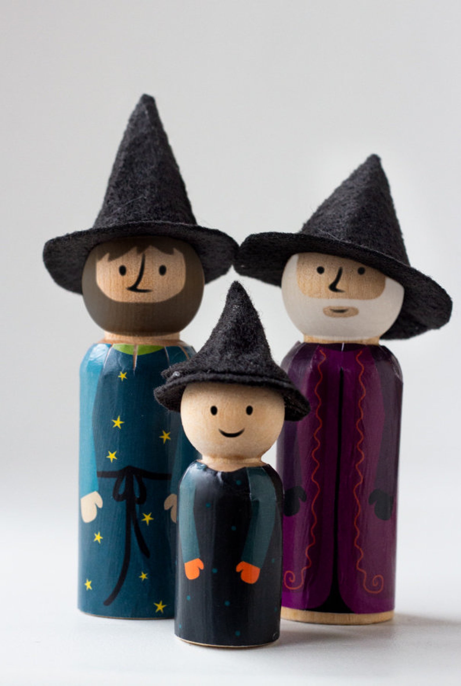 Minifolk, Witches and Wizard Wooden Dolls DIY Dolls, Peg Dolls, Sturdy ...