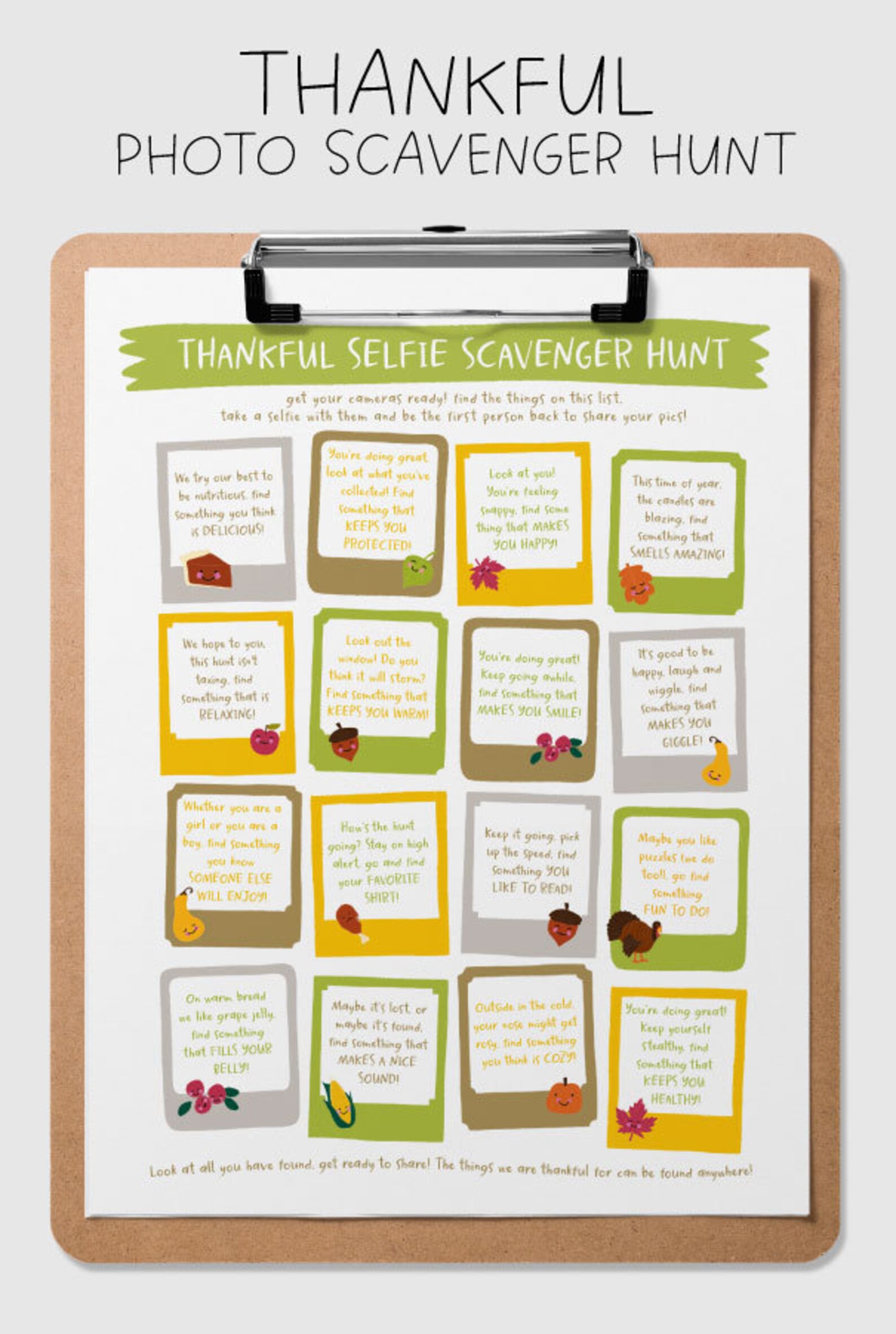 Thankful Scavenger Hunts, Thanksgiving Game for Kids, Rhyming Clues ...