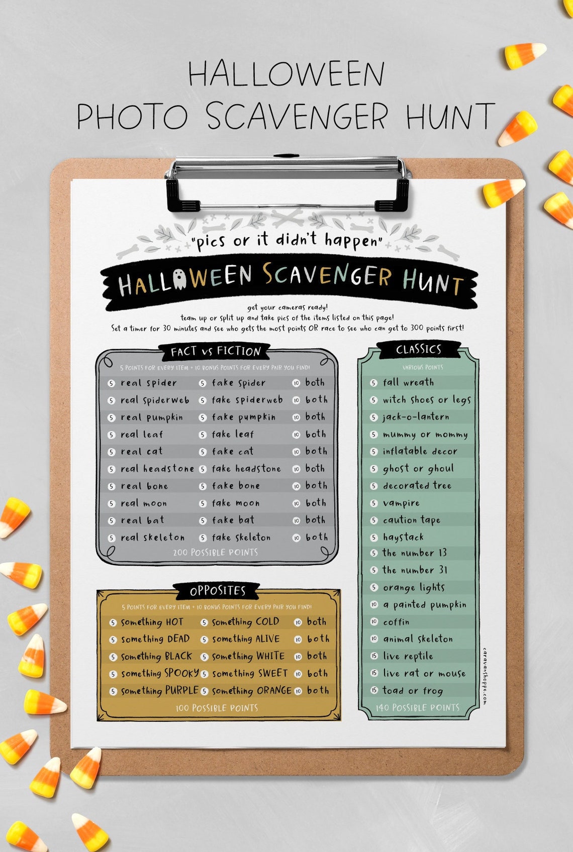 Halloween Scavenger Hunt, Holiday Activity for Kids, Party Activity, at ...