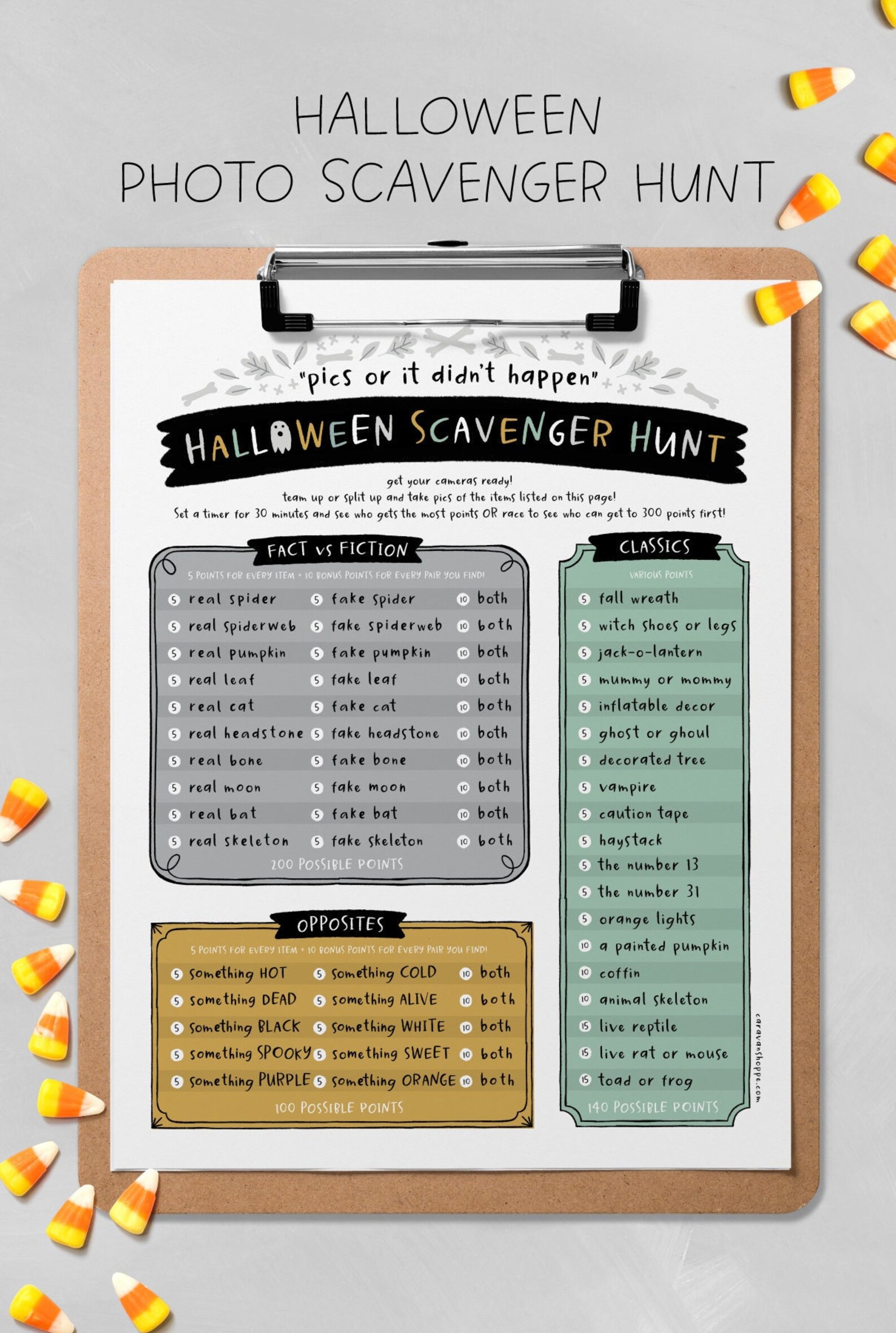 Halloween Scavenger Hunt, Holiday Activity for Kids, Party Activity, at ...