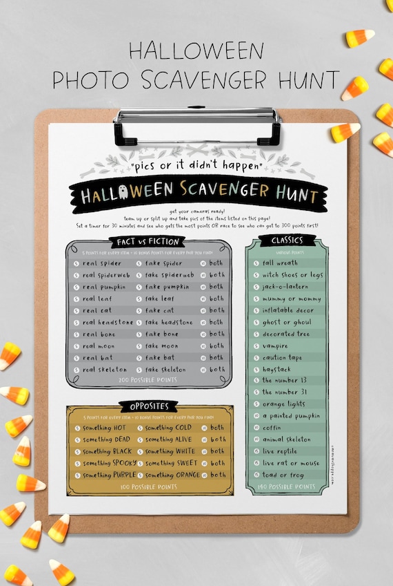 Halloween Scavenger Hunt Holiday Activity for Kids Party - Etsy