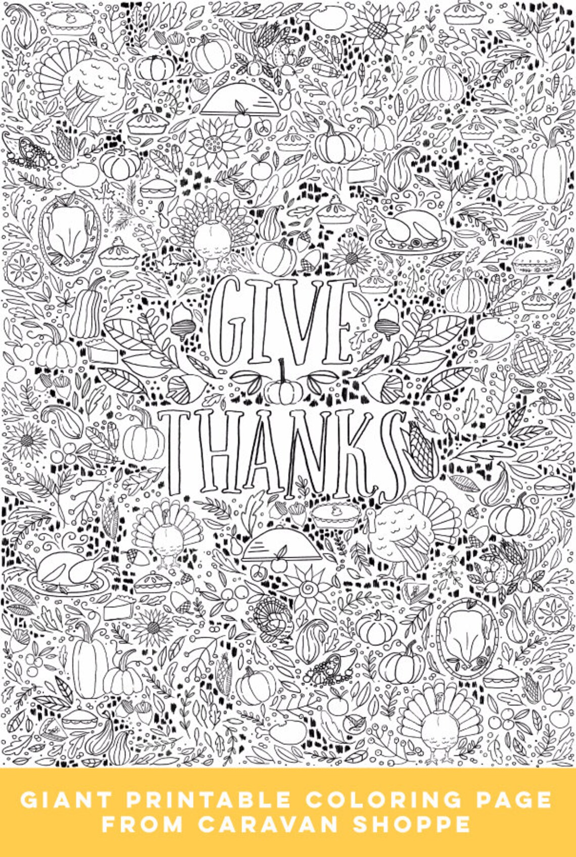 Giant Thanksgiving Coloring Poster, Color Thanksgiving Icons, Huge ...