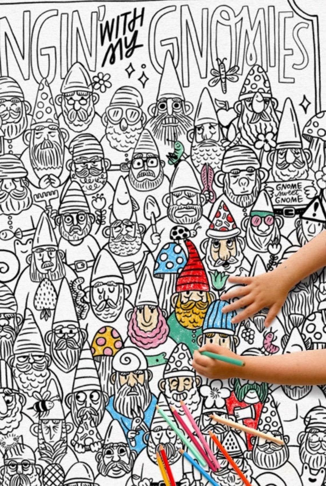 Coloring Poster Giant Coloring Poster Gnome Gnomies Funny - Etsy Canada