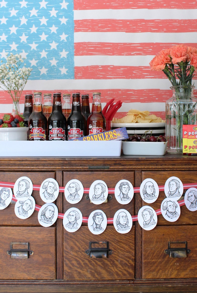 Founding Fathers Garland, American Banner, 4th of July Decorations ...