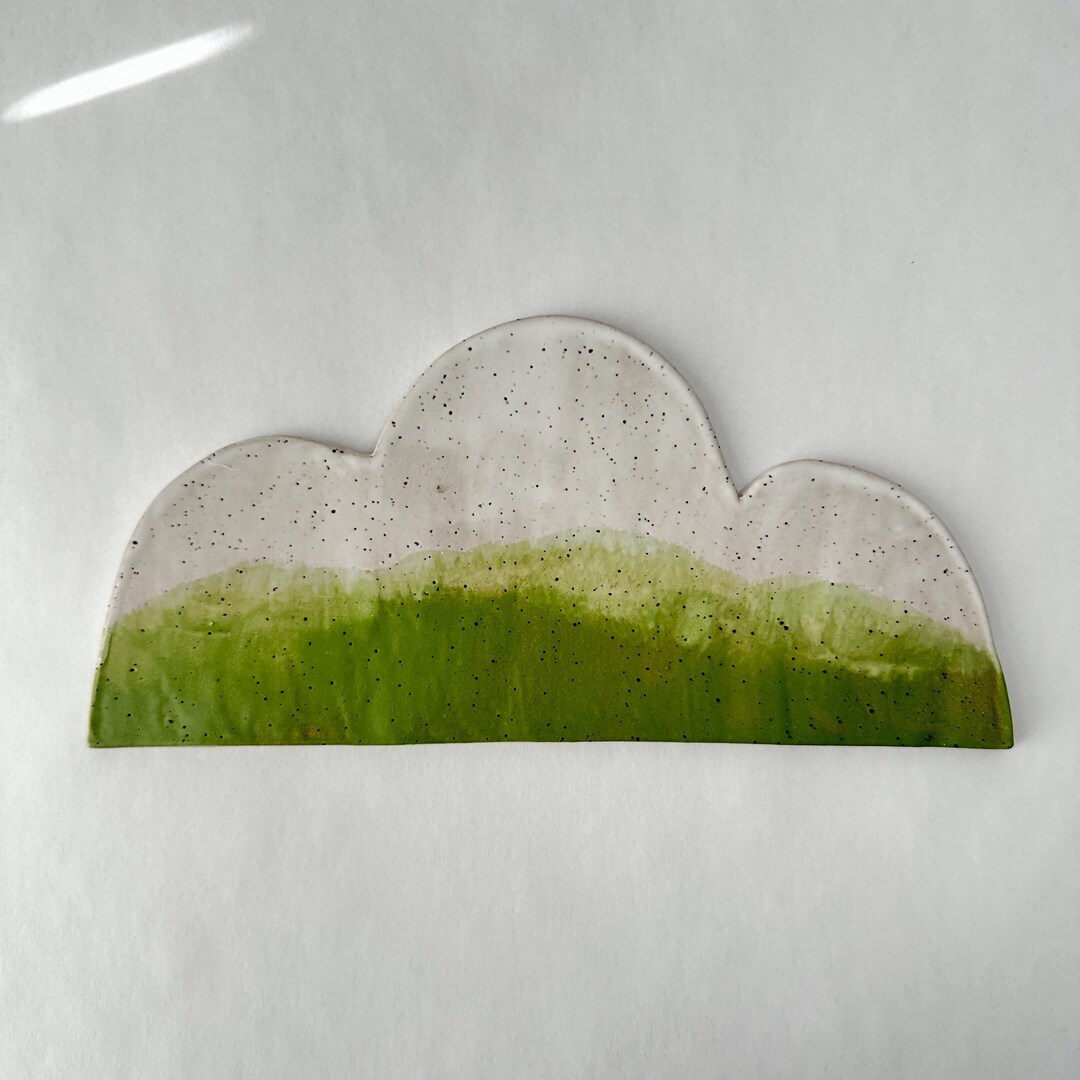 Ceramic Snow Capped Green Mountain Dish Handmade Trinket Trivet - Etsy