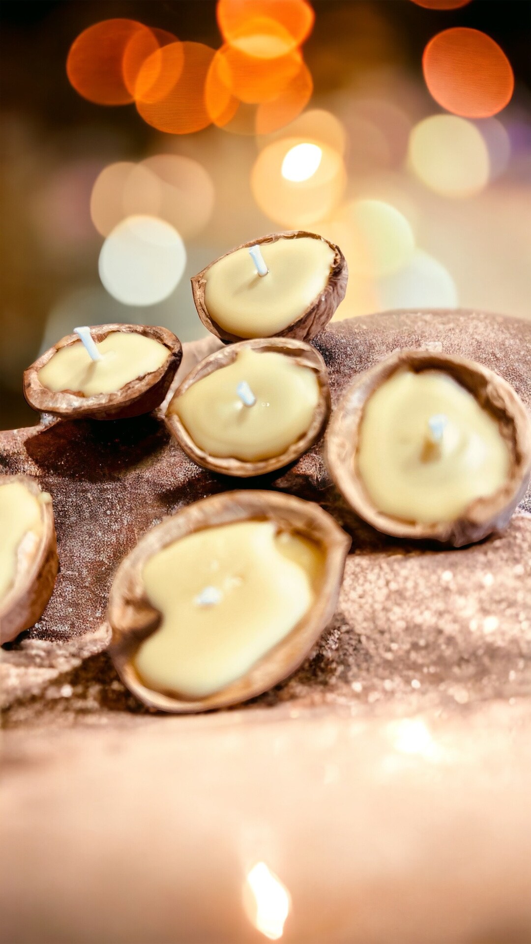 Small Walnut Floating Candles With Beeswax and Extra Portion of Beeswax ...
