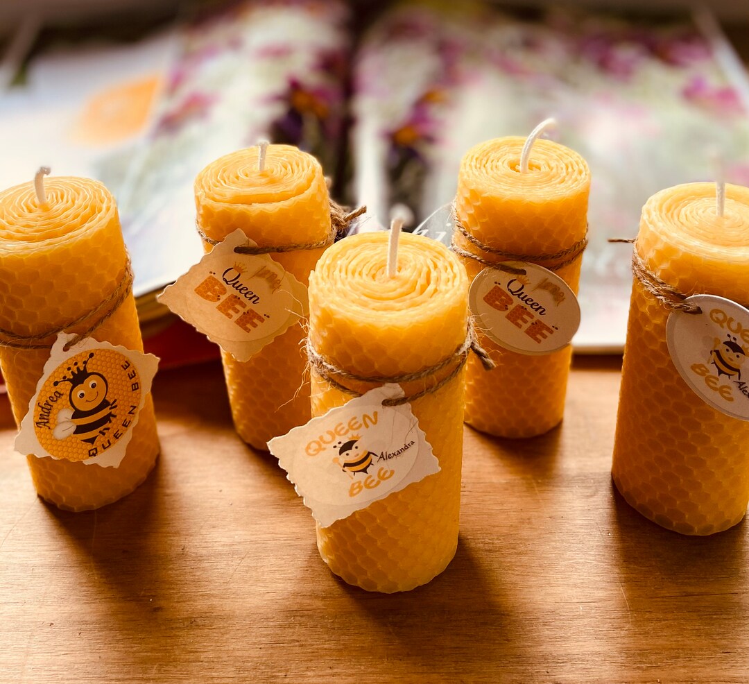 Beeswax Candle Queen Bee Gift Idea With Personalized Label Wish Text ...