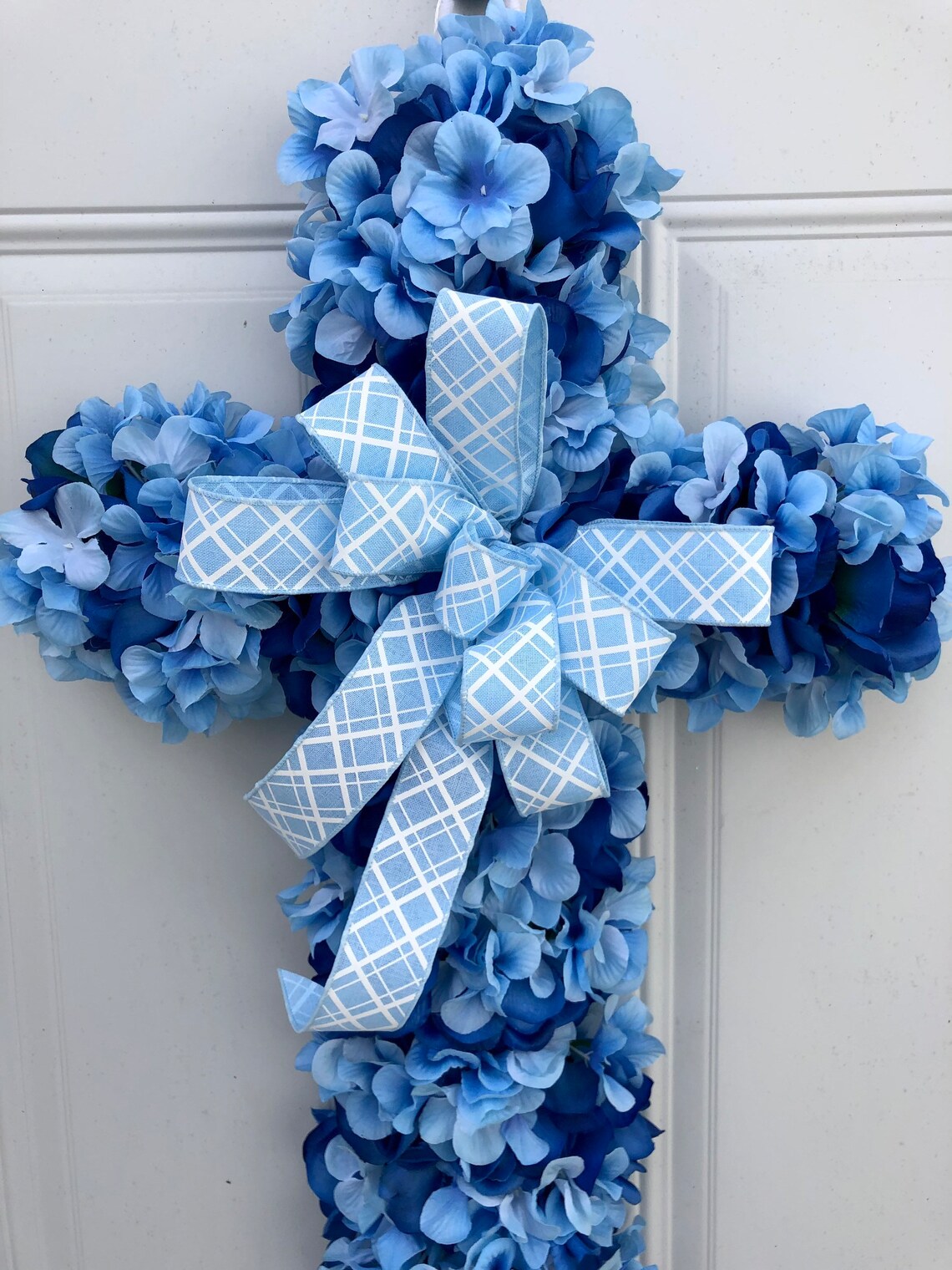 Blue Floral Cross Wreath Floral Wreath for Front Door Spring - Etsy