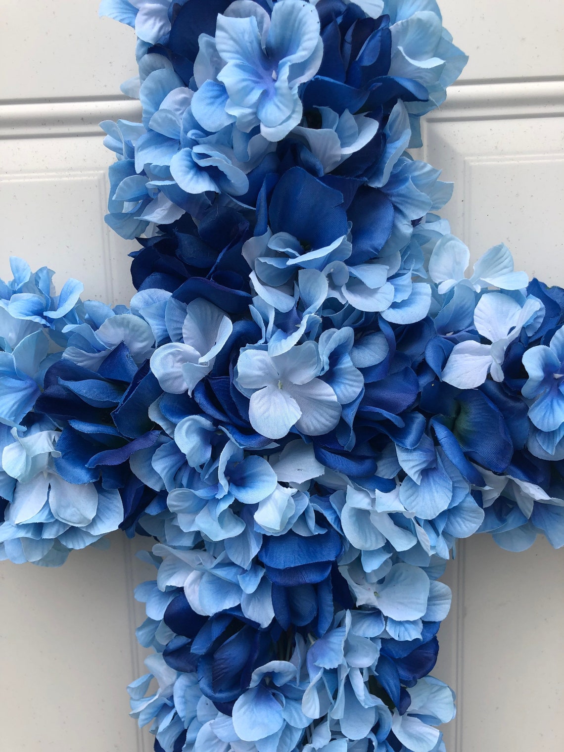 Blue Floral Cross Wreath Floral Wreath for Front Door Spring | Etsy