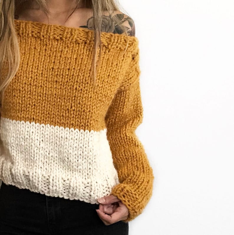 Knitting Pattern Sonoma Colorblock Chunky Sweater - Etsy