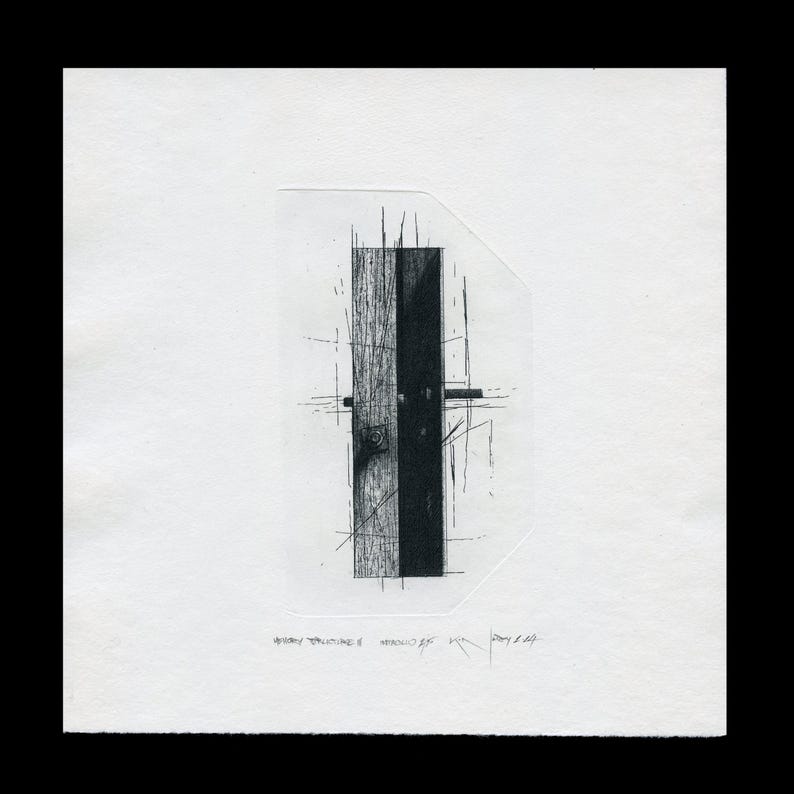 Intaglio Print: Abstract Architecture Etching, Modern Industrial Wall ...