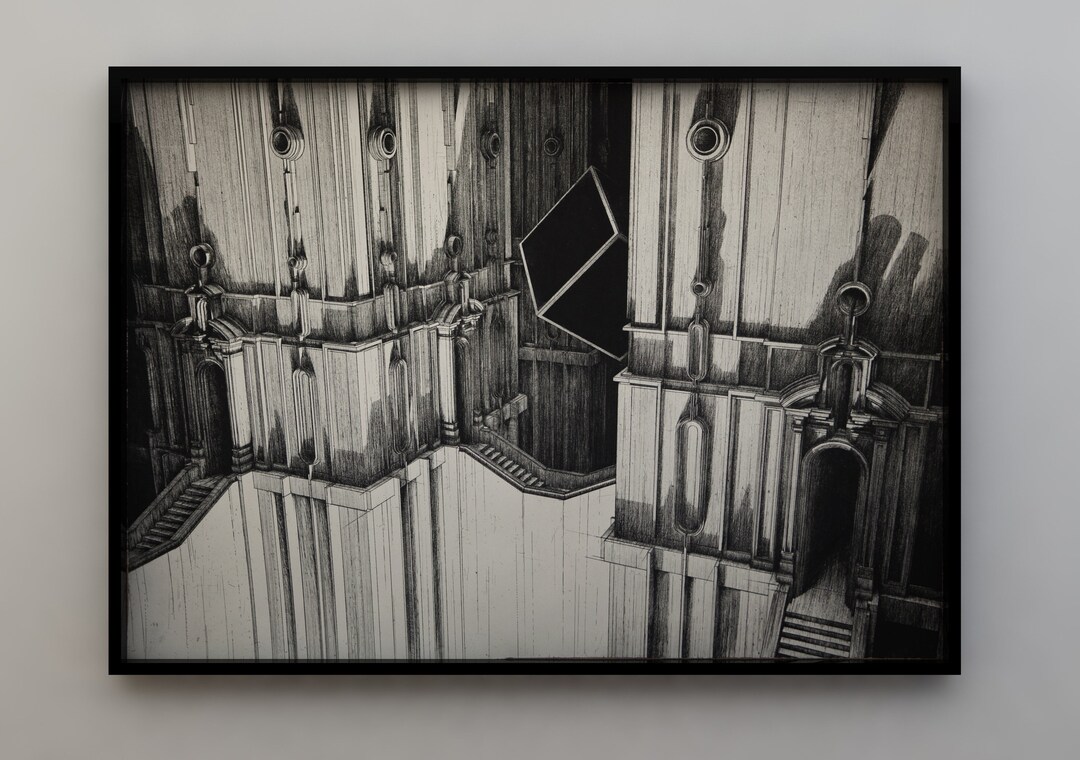 Intaglio Etching Art Print: Abstract Industrial Architecture - Etsy