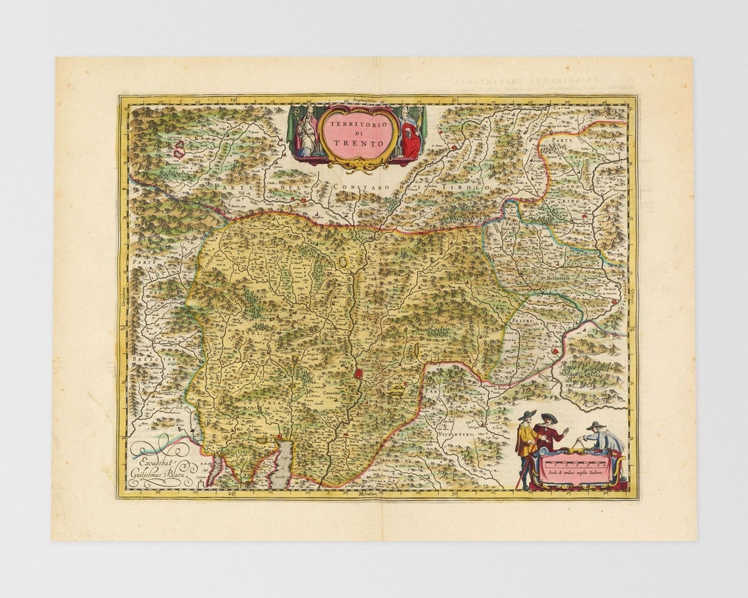Trentino-alto Adige Old Map Trento, Bolzano Bozen, Pergine Valsugana ...
