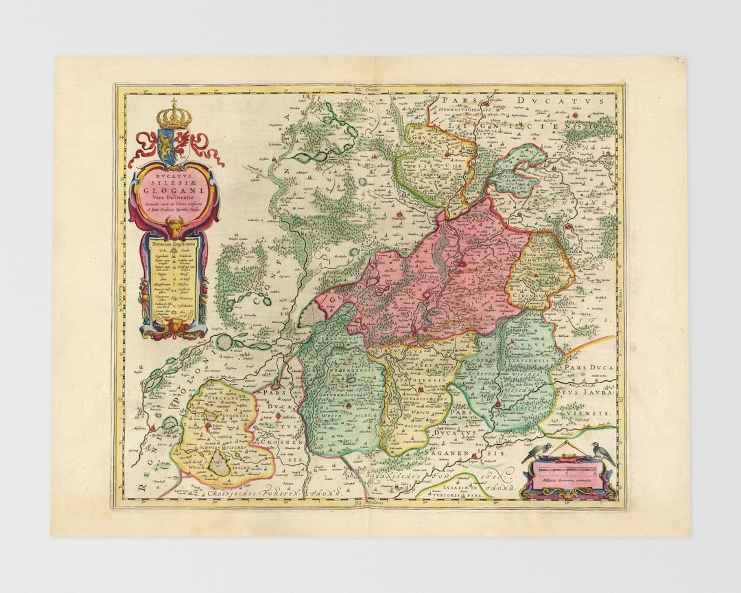 Map of Silesia, Poland } Polish Map: Zielona Gra, Sawa, Wolsztyn - Etsy