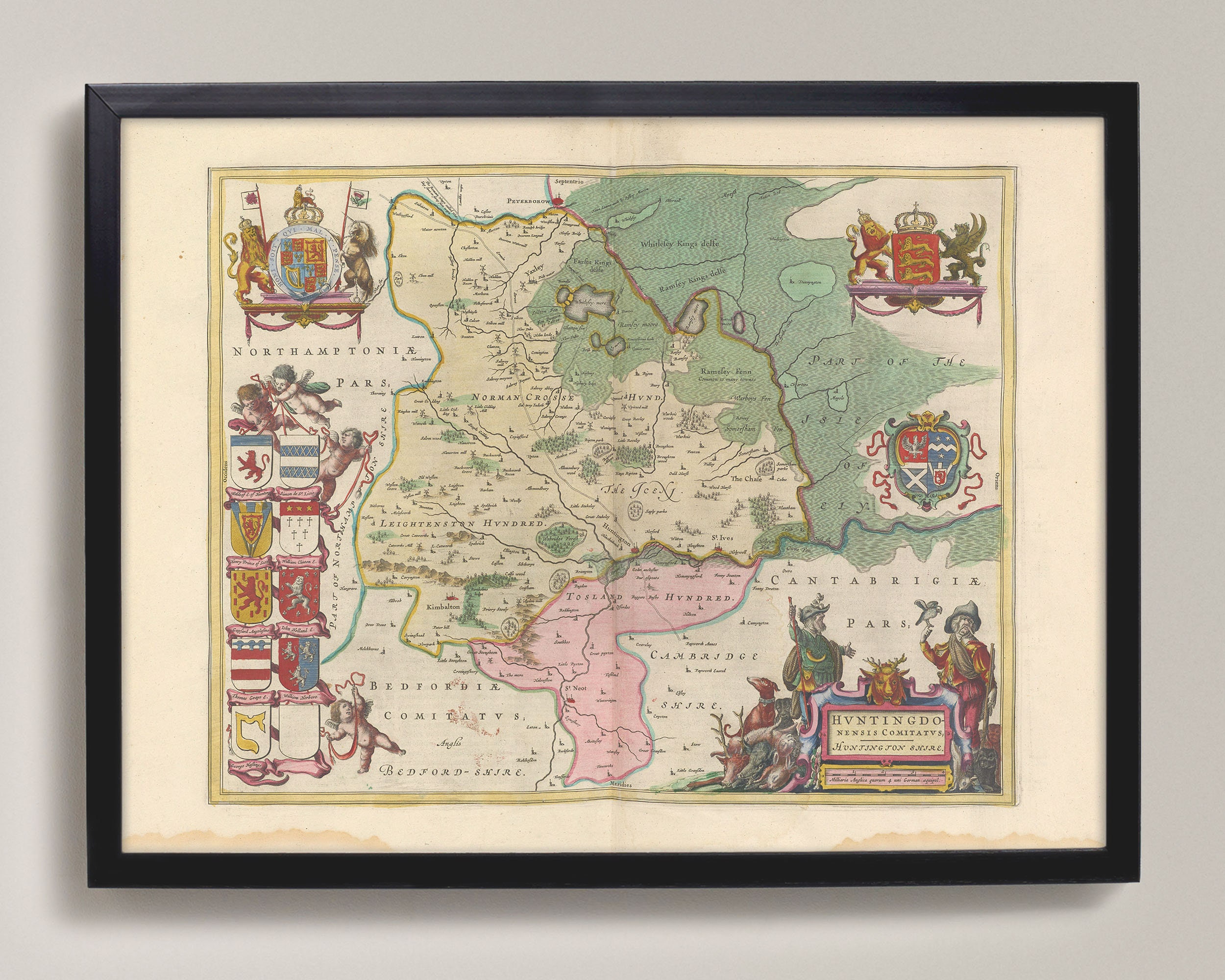 Huntingdonshire Old Map Huntingdon Wyton Woodwalton Great - Etsy UK