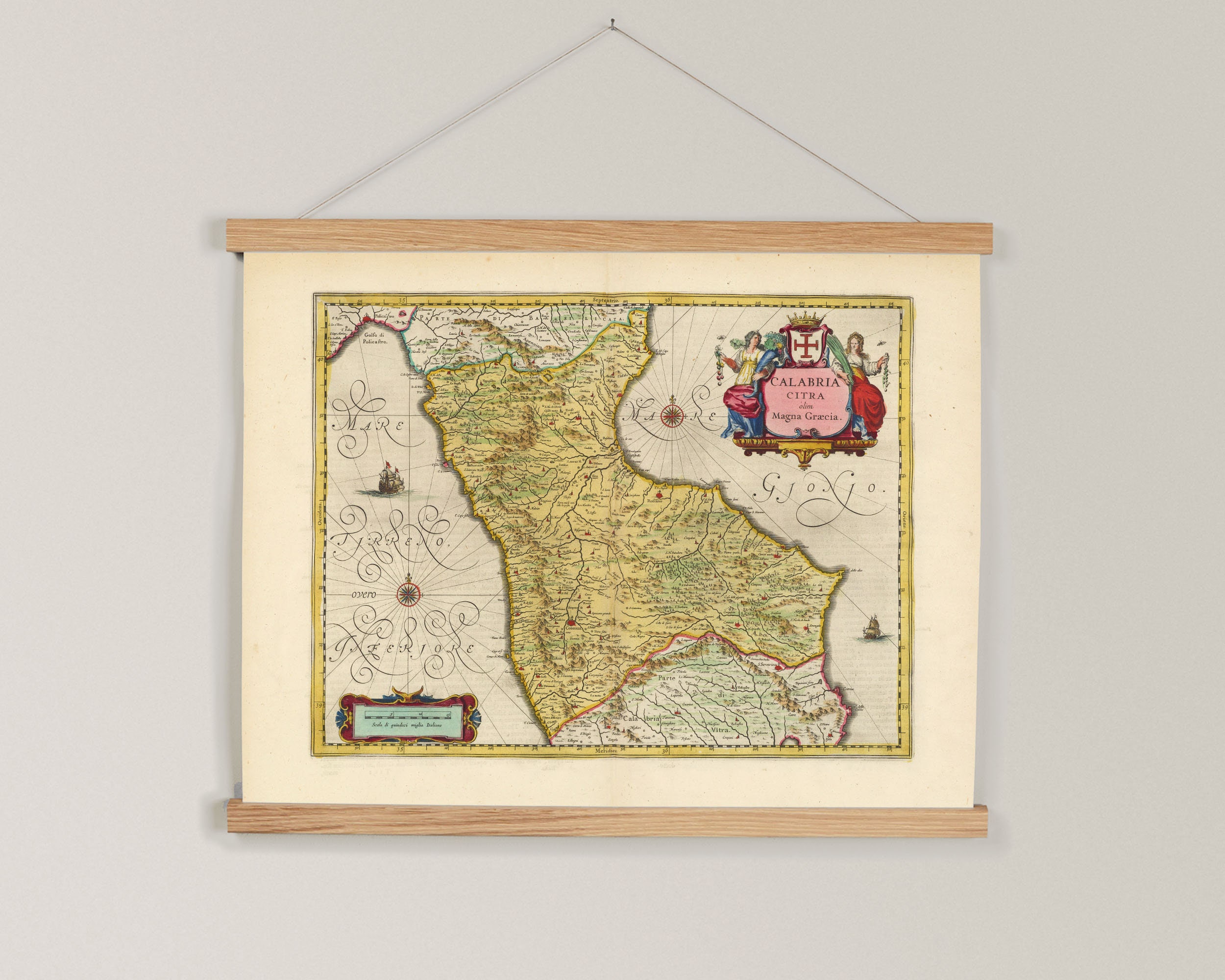 Cosenza Calabria Old Map Acri Cosenza Paola Montalto - Etsy