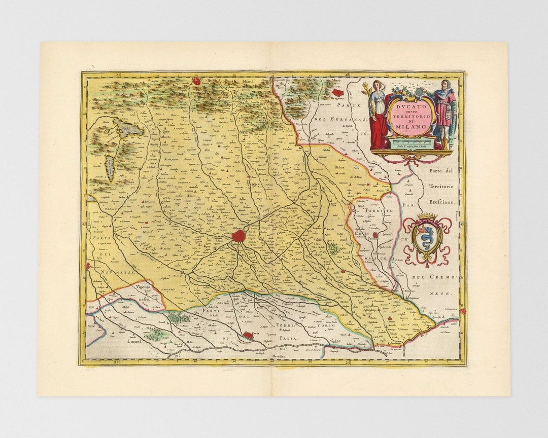 Old Map Milan Milano, Monza, Cologno Monzese, Segrate, San Donato ...