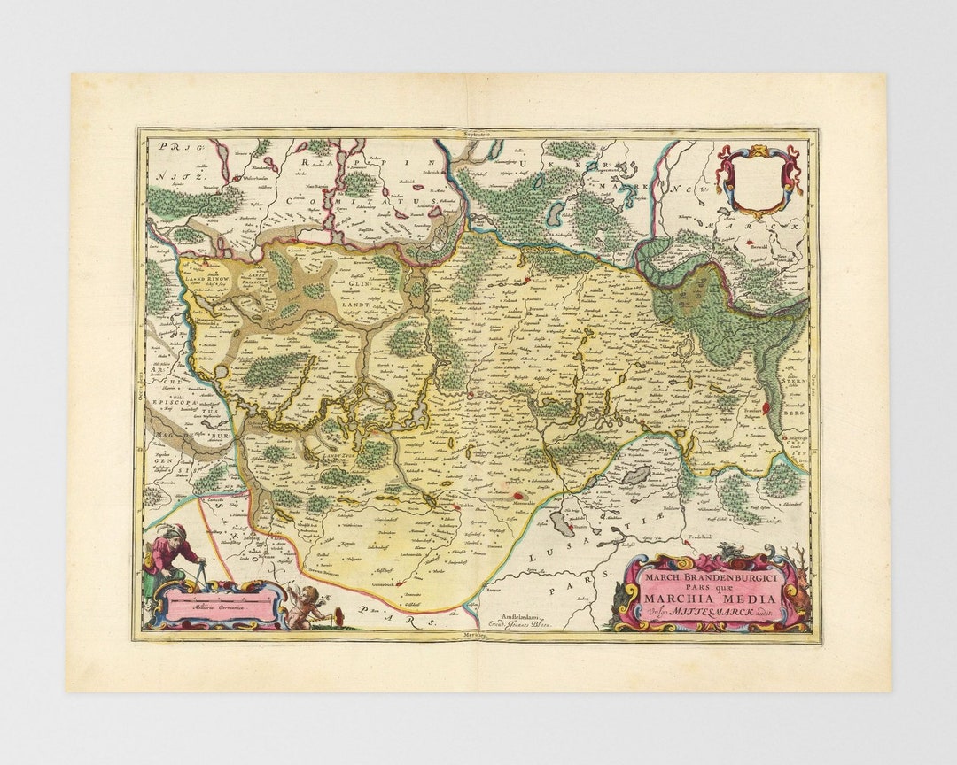 Map of Brandenburg } German Map: Berlin, Teltow, Ahrensfelde - Etsy