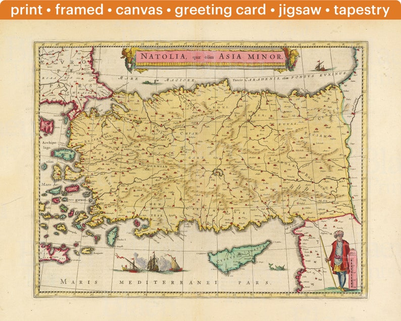 Turkey Old Map Istanbul Ankara Konya Nicosia Adana - Etsy