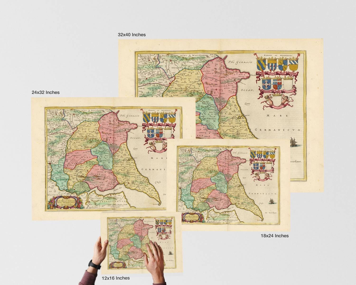 East Yorkshire Old Map Beverley, Hull, Lund, Great Kelk, Foston on the ...