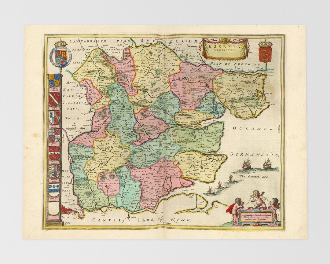 Essex Old Map Chelmsford, Maldon, Witham, Southend on Sea, Essex Uk ...