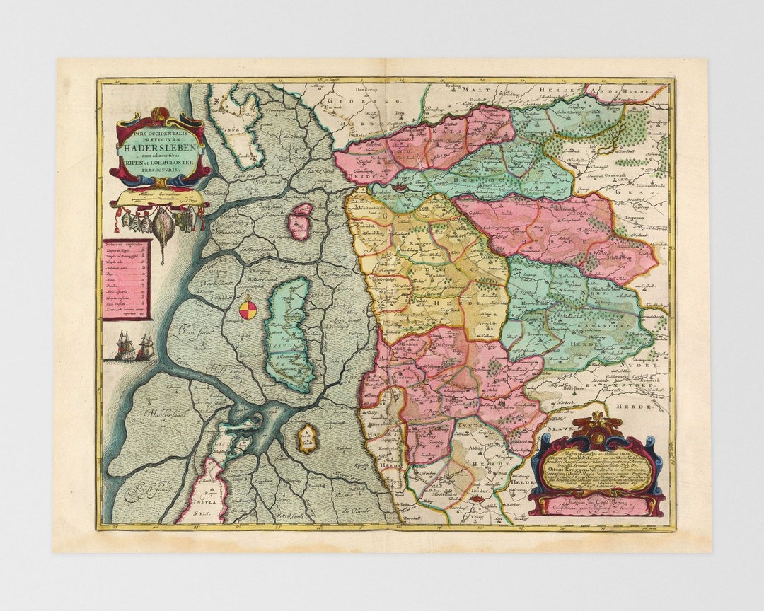 South Jutland Old Map Skrbk, Ribe, Frifelt, Lgumgrde, Bredebro ...