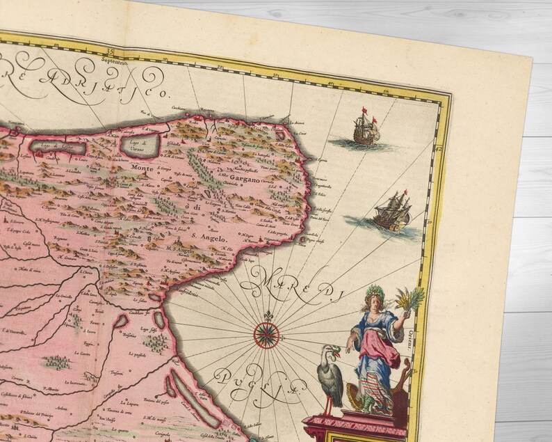 Map of Apulia } Old Italian Map: Foggia, Manfredonia, Lucera - Etsy