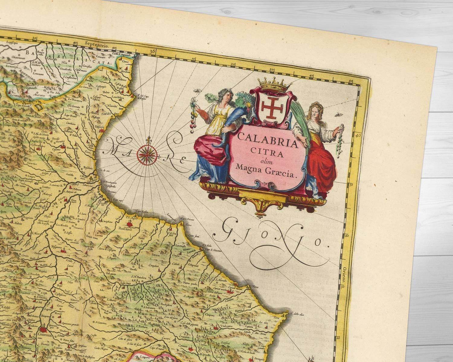 Cosenza, Calabria Old Map Acri, Cosenza, Paola, Montalto Uffugo, Rende ...