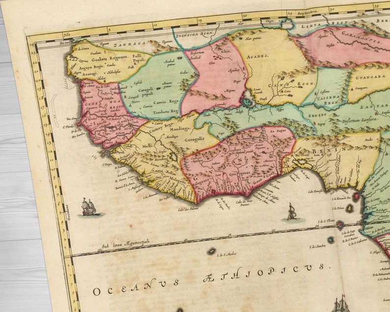 Map of West Africa } Old African Map: Lagos, Kinshasa, Accra - Etsy
