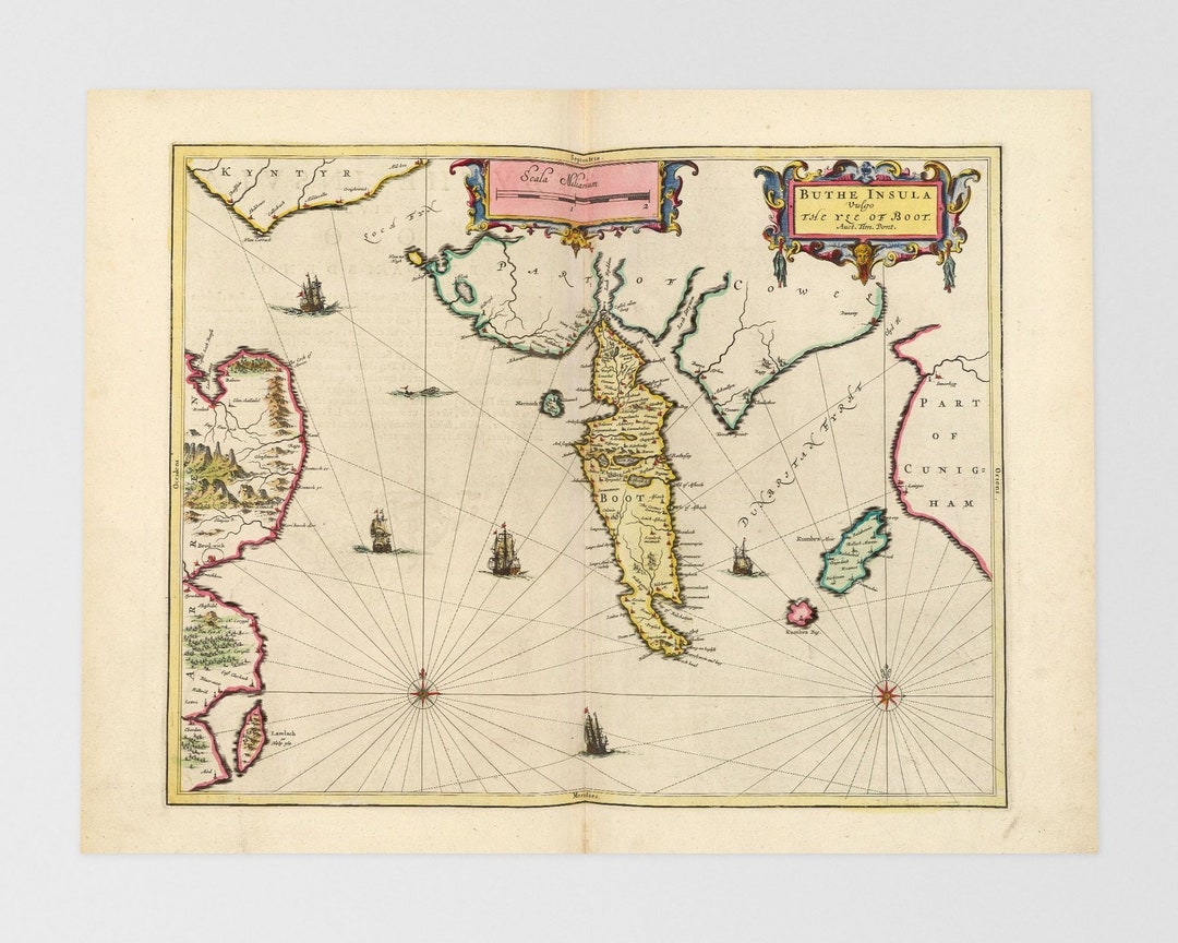 Old Map Firth of Clyde Rothesay, Millport, Largs, Kilchattan Bay, Ascog ...