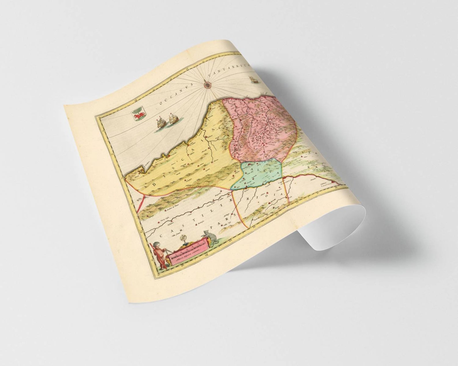 Basque Country Old Map Durango, Azkoitia, Azpeitia, Bergara, Arrasate ...