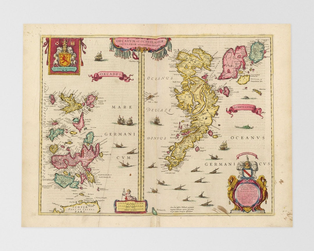 Old Map Scotland | Kirkwall, Wick, Lerwick, Scotland, United Kingdom ...