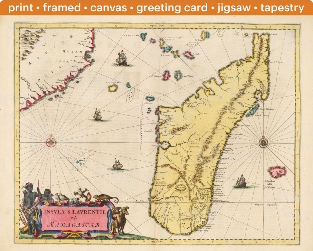 Madagascar Old Map Antananarivo Maintirano Morondava - Etsy