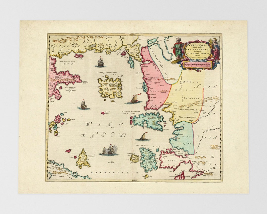 Old Map Aegean Sea | Mytilene, Anakkale, Chios, Aegean Sea, Greece ...