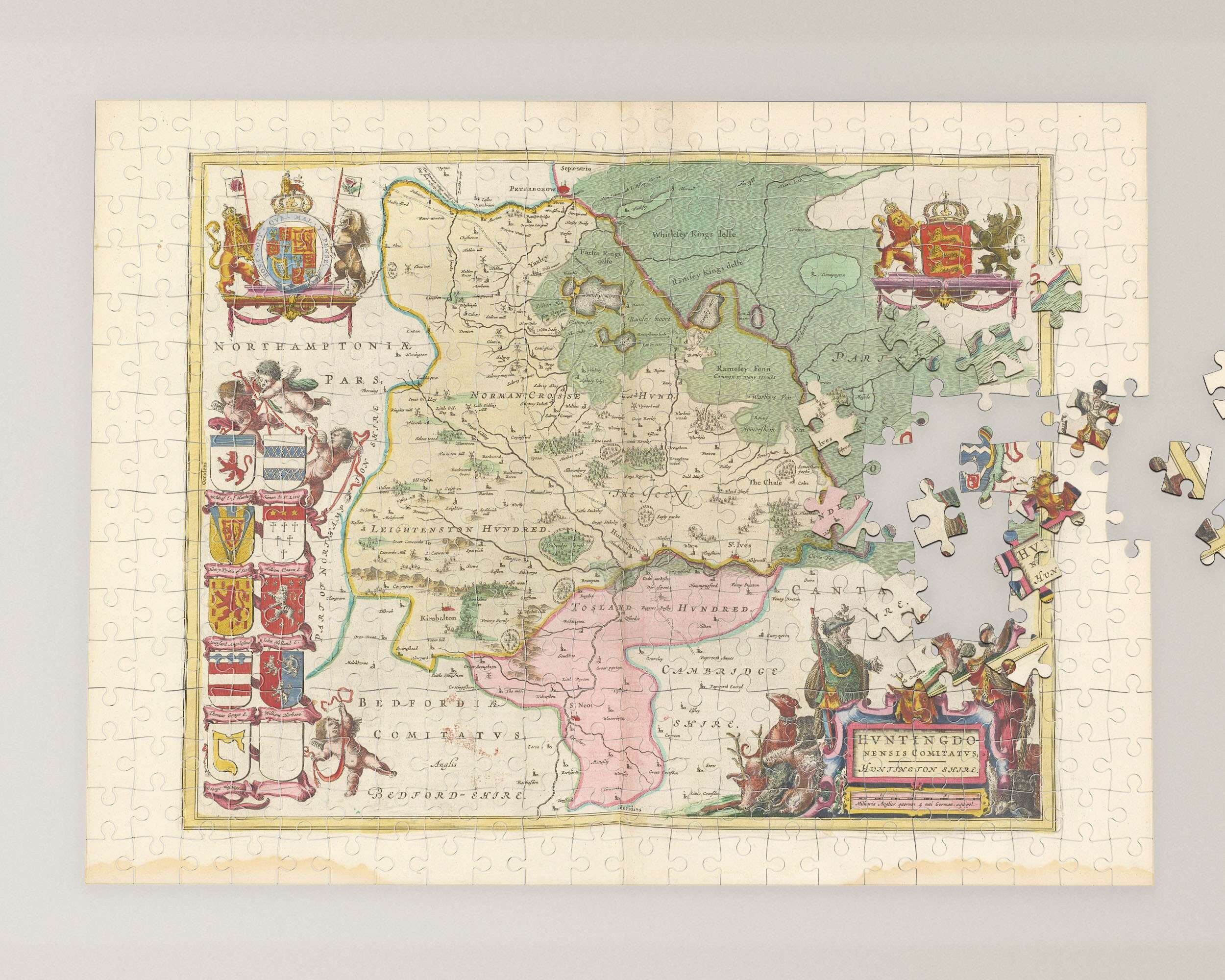 Huntingdonshire Old Map Huntingdon Wyton Woodwalton Great - Etsy UK