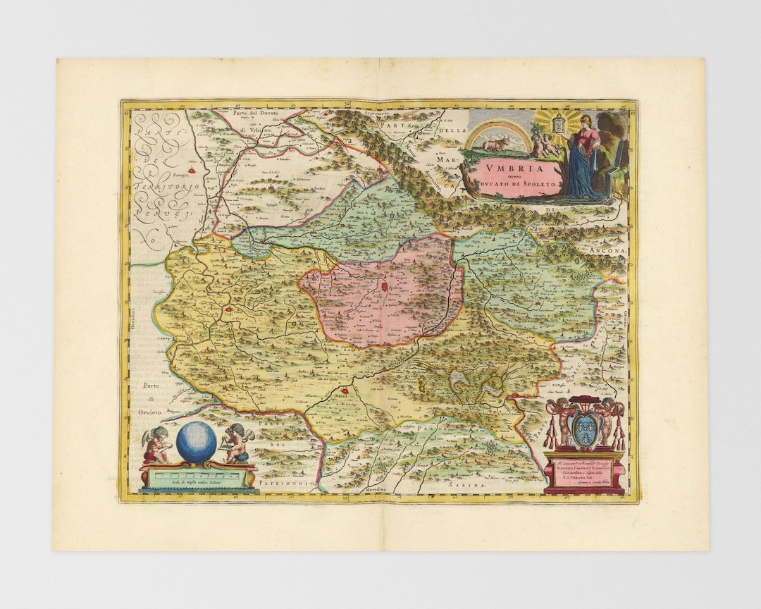 Umbria Old Map Spoleto Terni Foligno Castel Ritaldi - Etsy